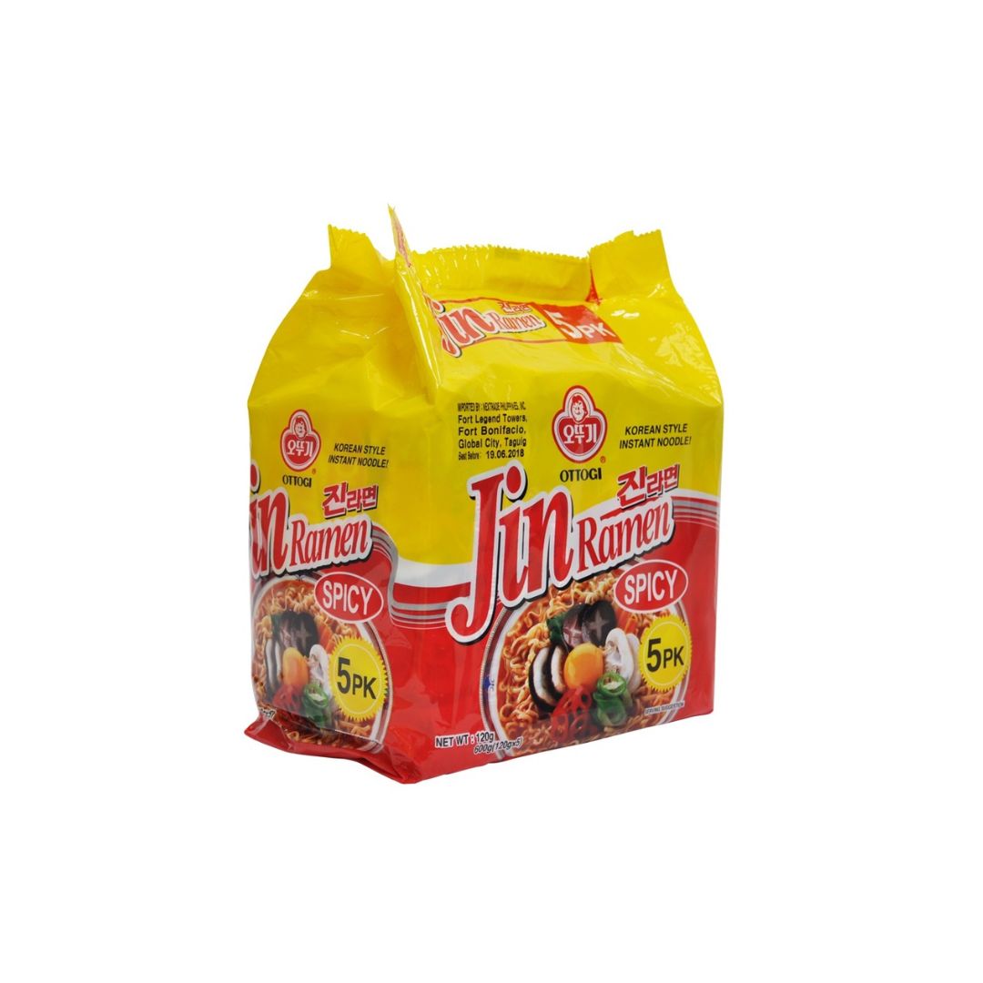 Ottogi Jin Ramen Noodle Spicy 5 packs of 120g (Mi Goi) – Homie Asian ...